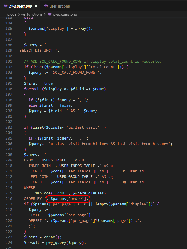 SQL Injection in the "Users" function of piwigo · Issue #1924 · Piwigo/Piwigo · GitHub