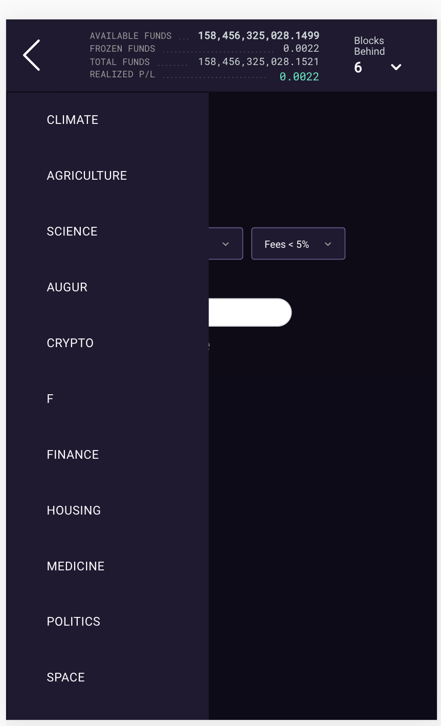 Mobile Menu Design update · Issue #1624 · AugurProject/augur · GitHub