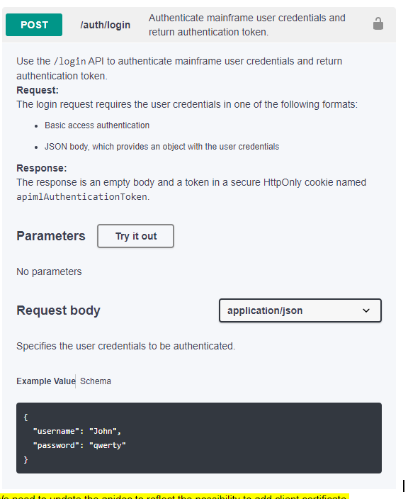Gateway Login endpoint API doc could reflect x509 authentication · Issue #1171 · zowe/api-layer ...