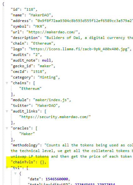 API missing chainTvls for makerdao · Issue #611 · DefiLlama/DefiLlama-Adapters · GitHub