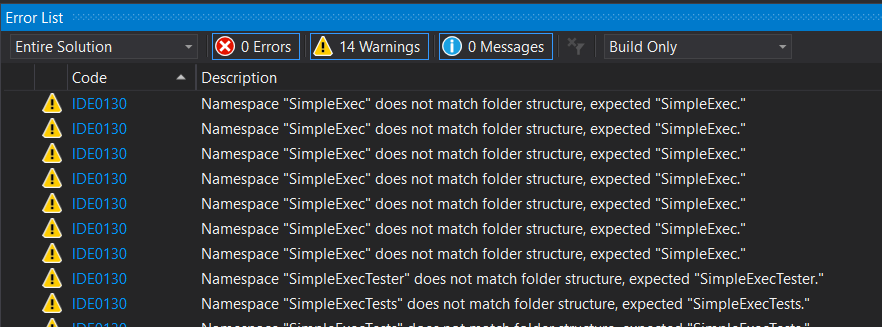 IDE0130 message "Namespace 'Foo' does not match folder structure, expected 'Foo'" · Issue #55550 ...