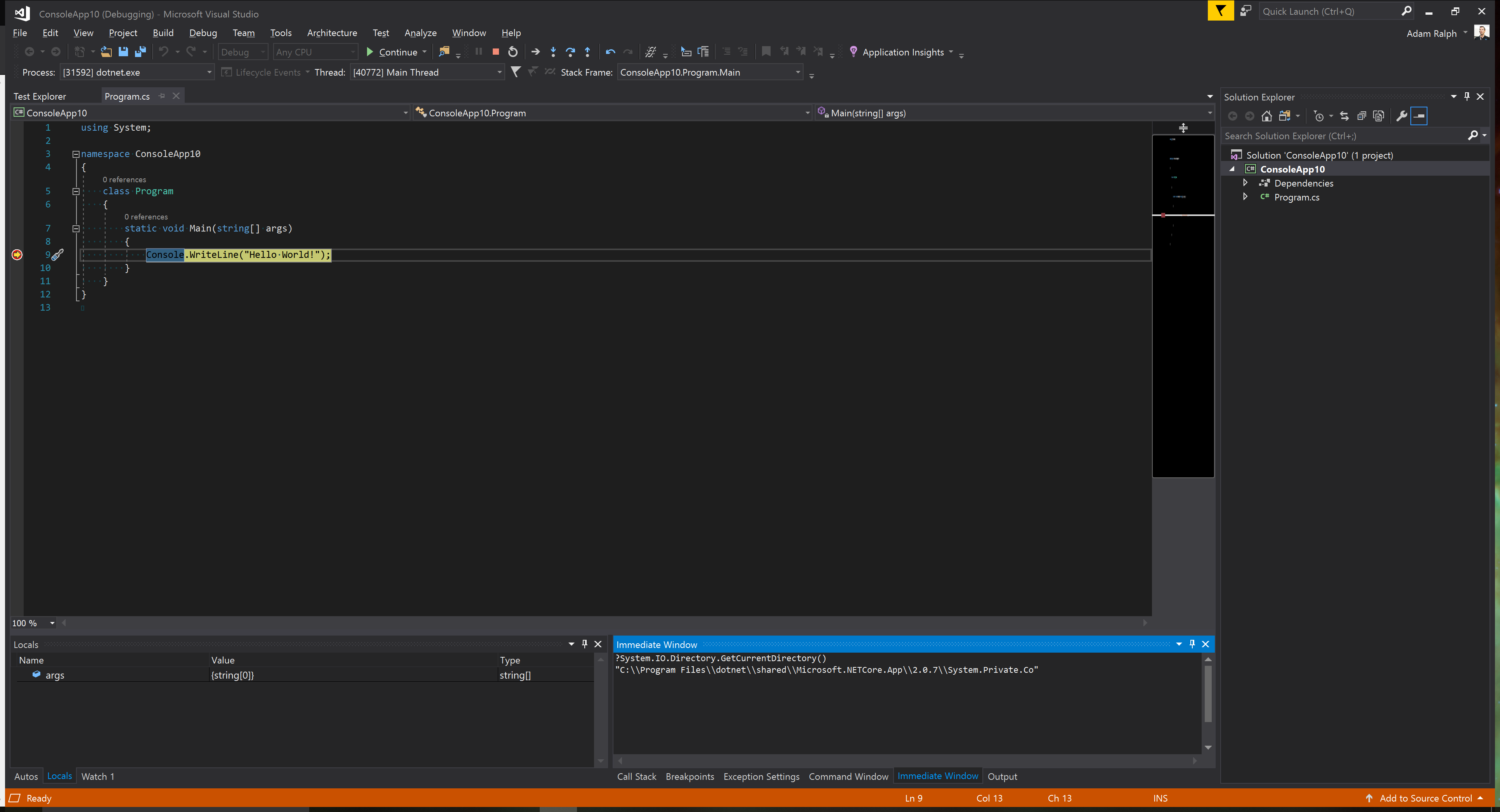 Working folder when debugging a .NET Core app changing bizarrely ...