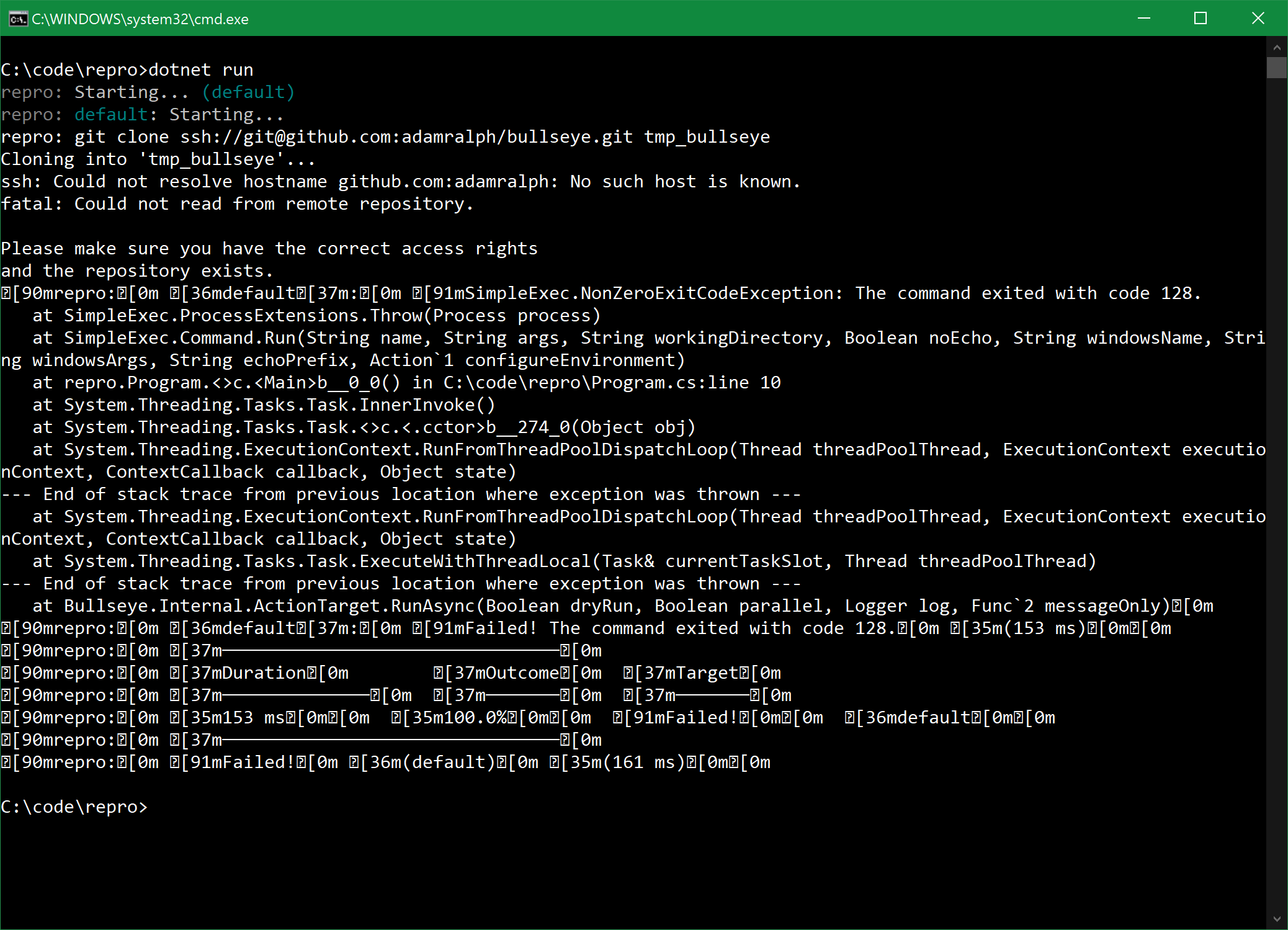 Output broken by git operations · Issue #404 · adamralph/bullseye · GitHub
