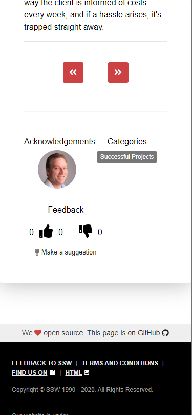 UI - Make "Categories" section under the "Acknowledgements" in mobile ...