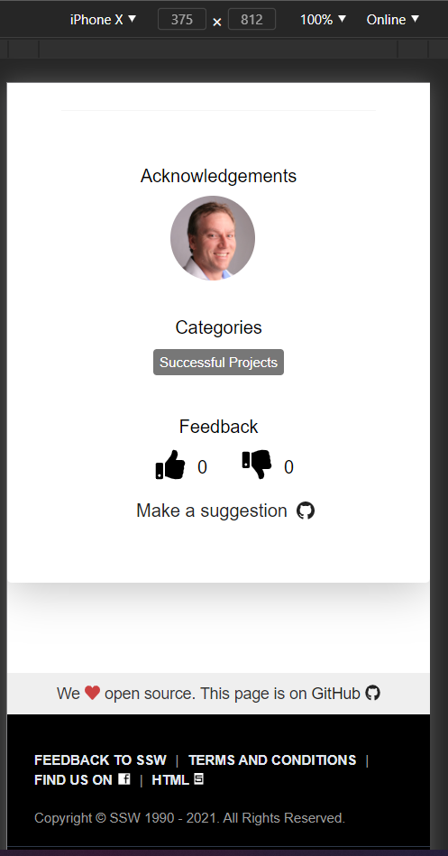 UI - Make "Categories" section under the "Acknowledgements" in mobile ...