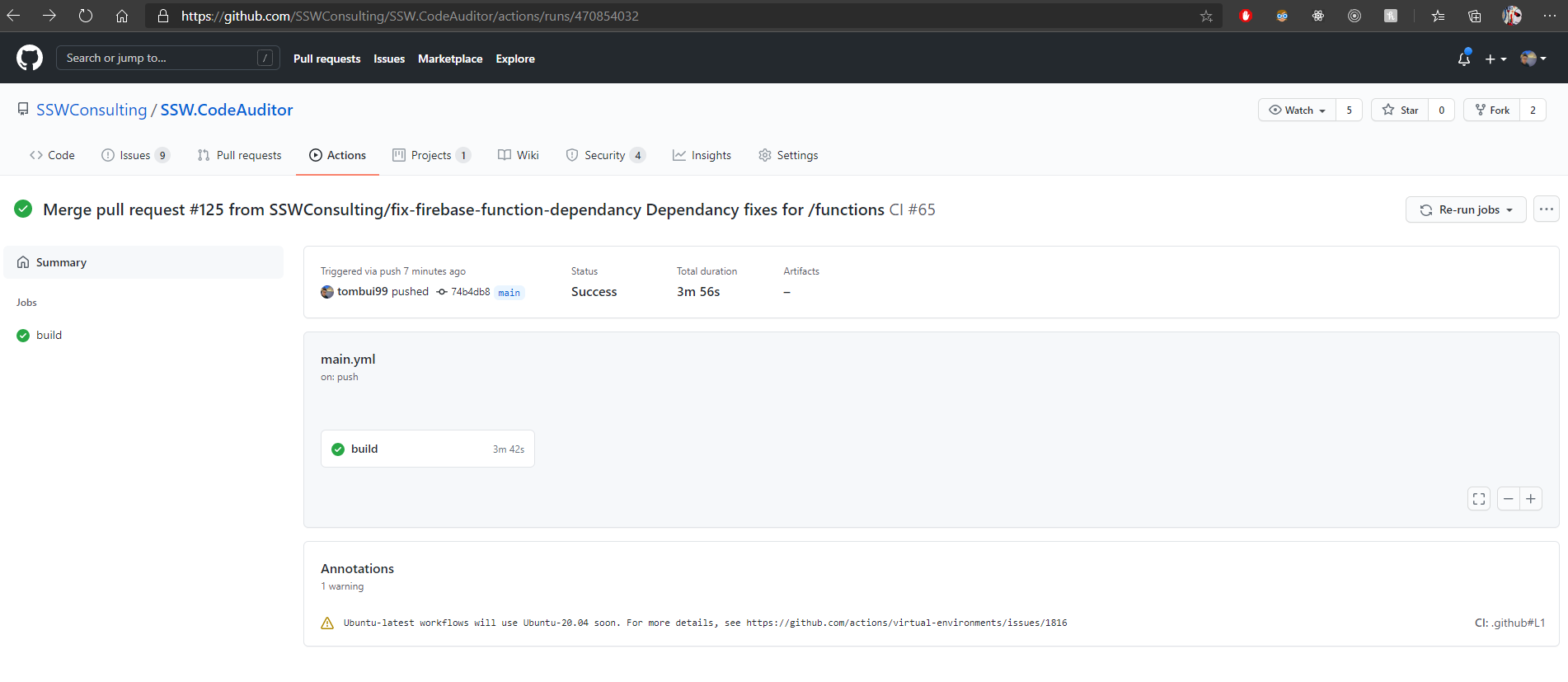 DevOps - CI build failing on deploy · Issue #122 · SSWConsulting/SSW.CodeAuditor · GitHub