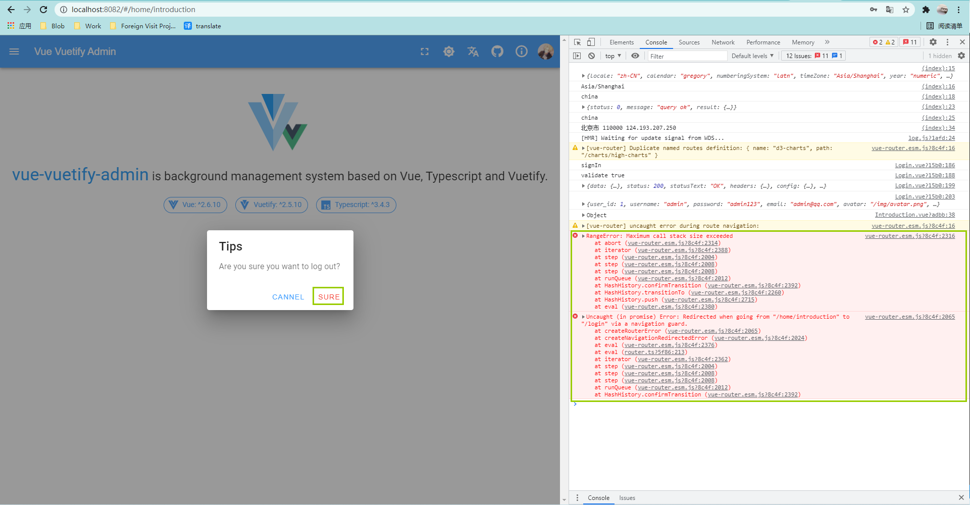 logout error in localhost · Issue #6 · gywgithub/vue-vuetify-admin · GitHub