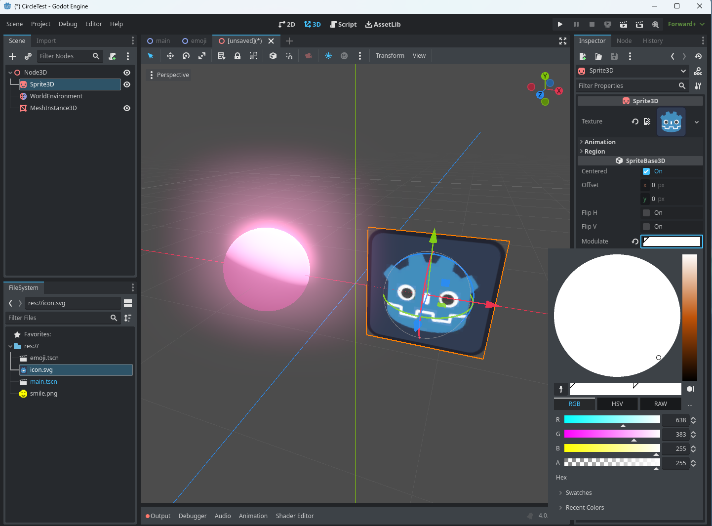 Sprite3D Modulate won't respect raw color values over 1 · Issue #75083 · godotengine/godot · GitHub