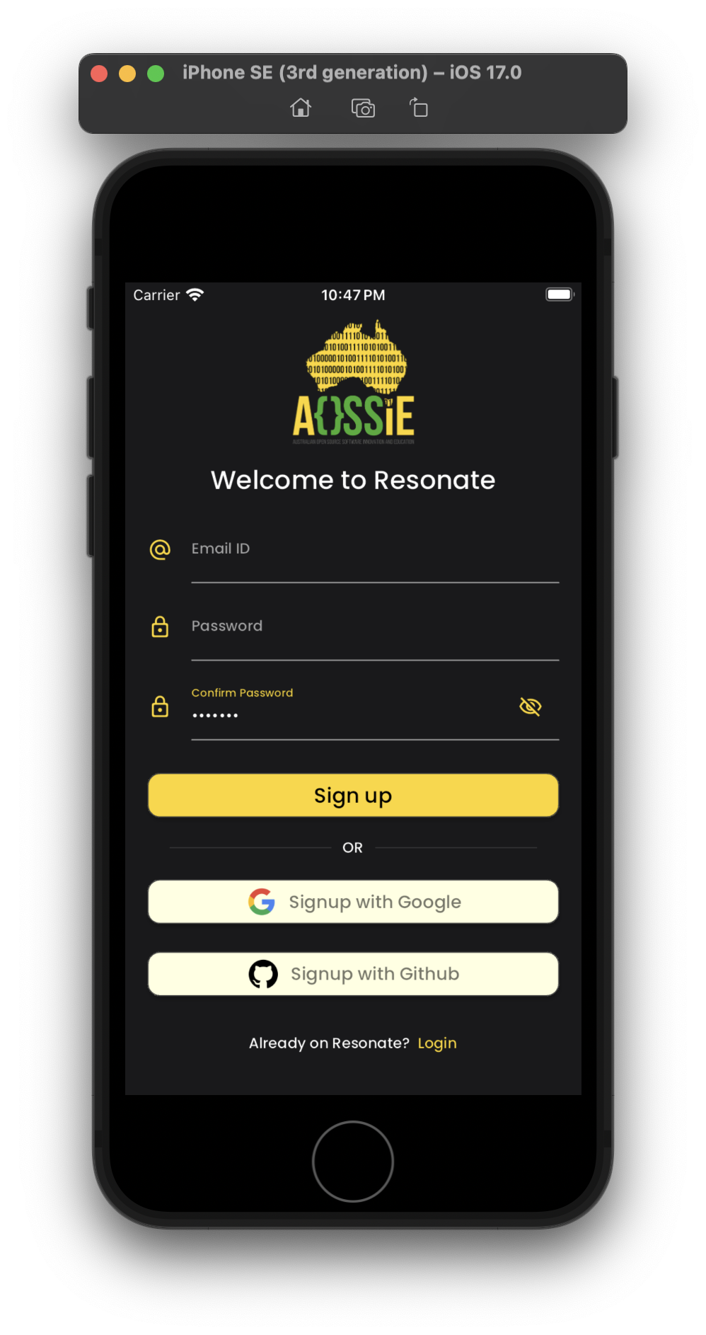 Confirm Password Persisting Error · Issue 156 · Aossie Org Resonate · Github