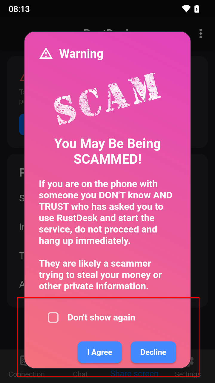 Mobile Scam Message Action Buttons Not Reachable · Issue 5963 · Rustdeskrustdesk · Github