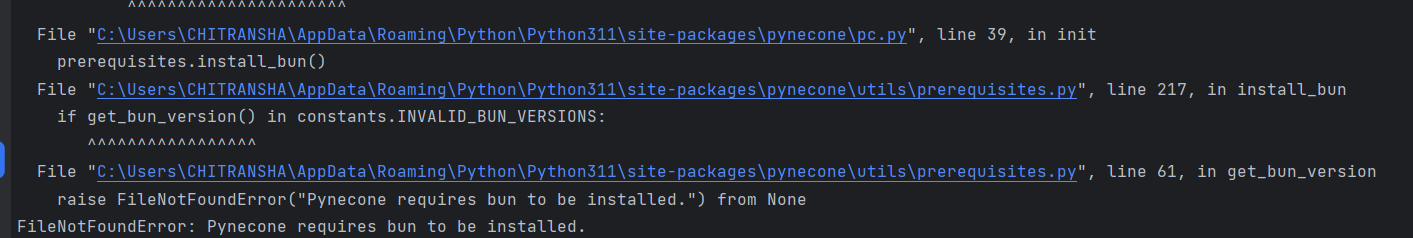 Error: Pynecone requires bun to be installed · Issue #793 · reflex-dev/reflex · GitHub