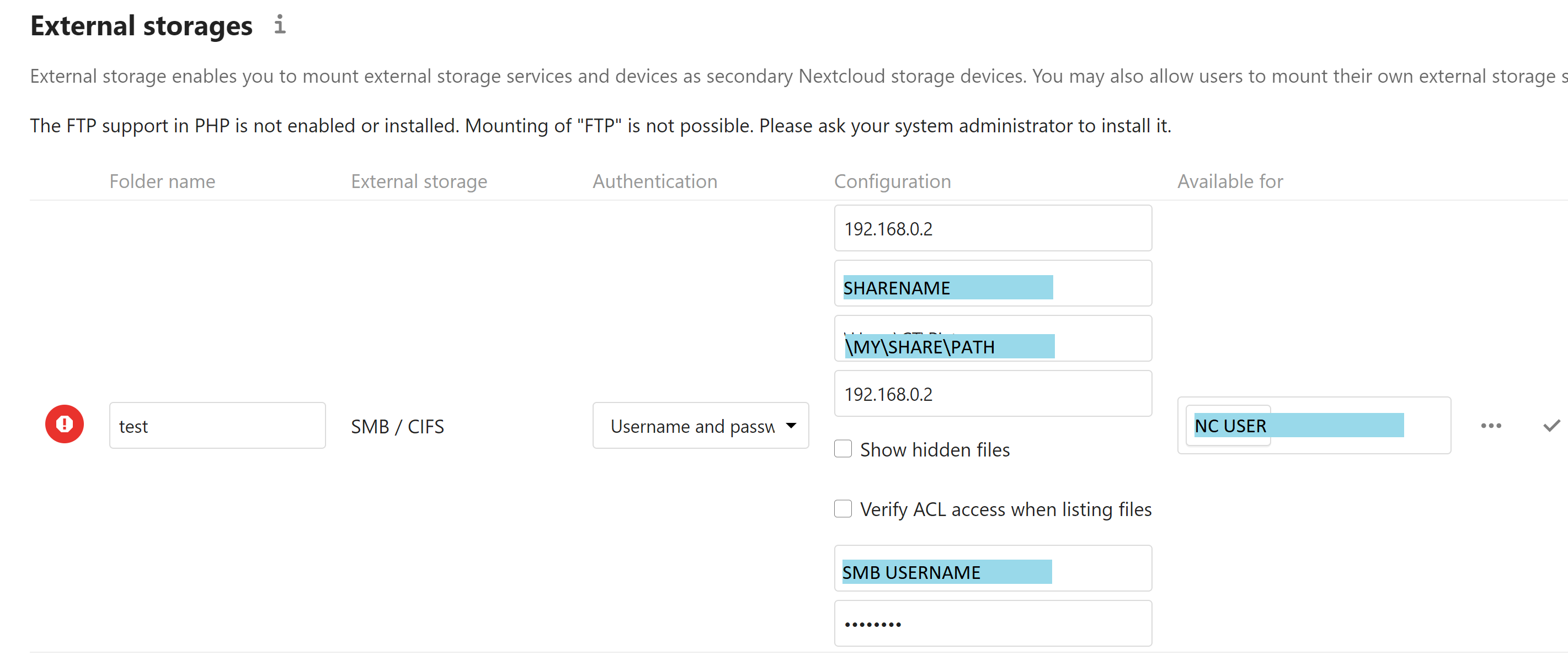External Storage - SMB unable to authenticate · Issue #25061 · nextcloud/server · GitHub
