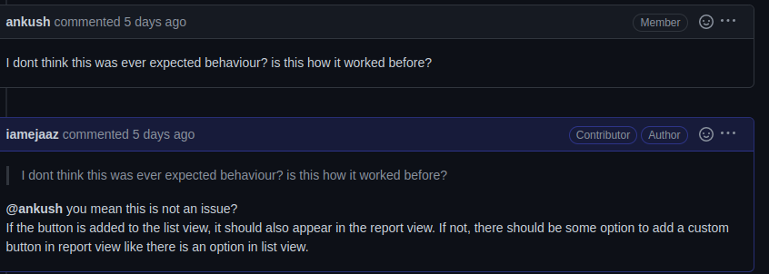 Custom buttons of list view is not visible in report view · Issue #20343 · frappe/frappe · GitHub