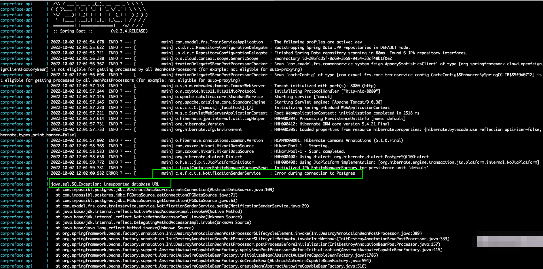 compreface-api cannot connect to Docker Postgres container if name contains an underscore ...