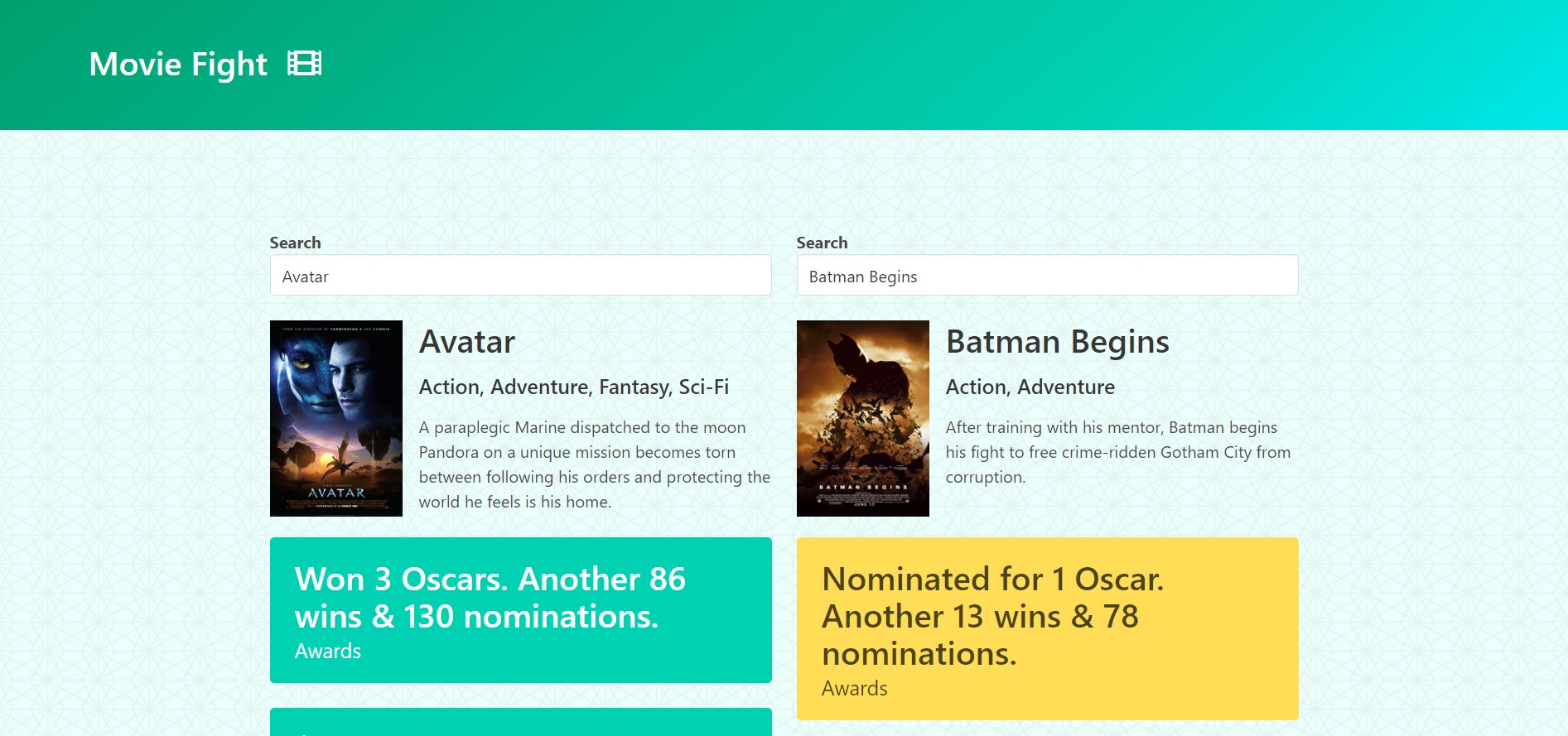 GitHub - maja-wright/movie-fight: Search and compare two movies!