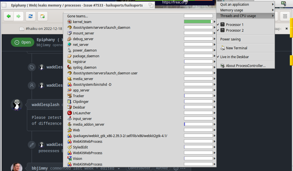 Epiphany ( Web) leaks memory / processes · Issue #7533 · haikuports/haikuports · GitHub