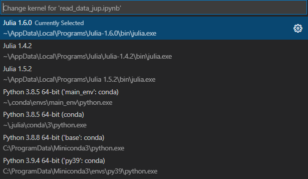 Julia kernel not visible · Issue #6314 · microsoft/vscode-jupyter · GitHub