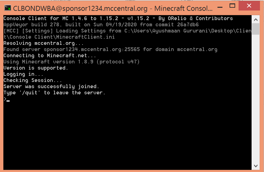 Program won't run commands... · Issue #1398 · MCCTeam/Minecraft-Console-Client · GitHub