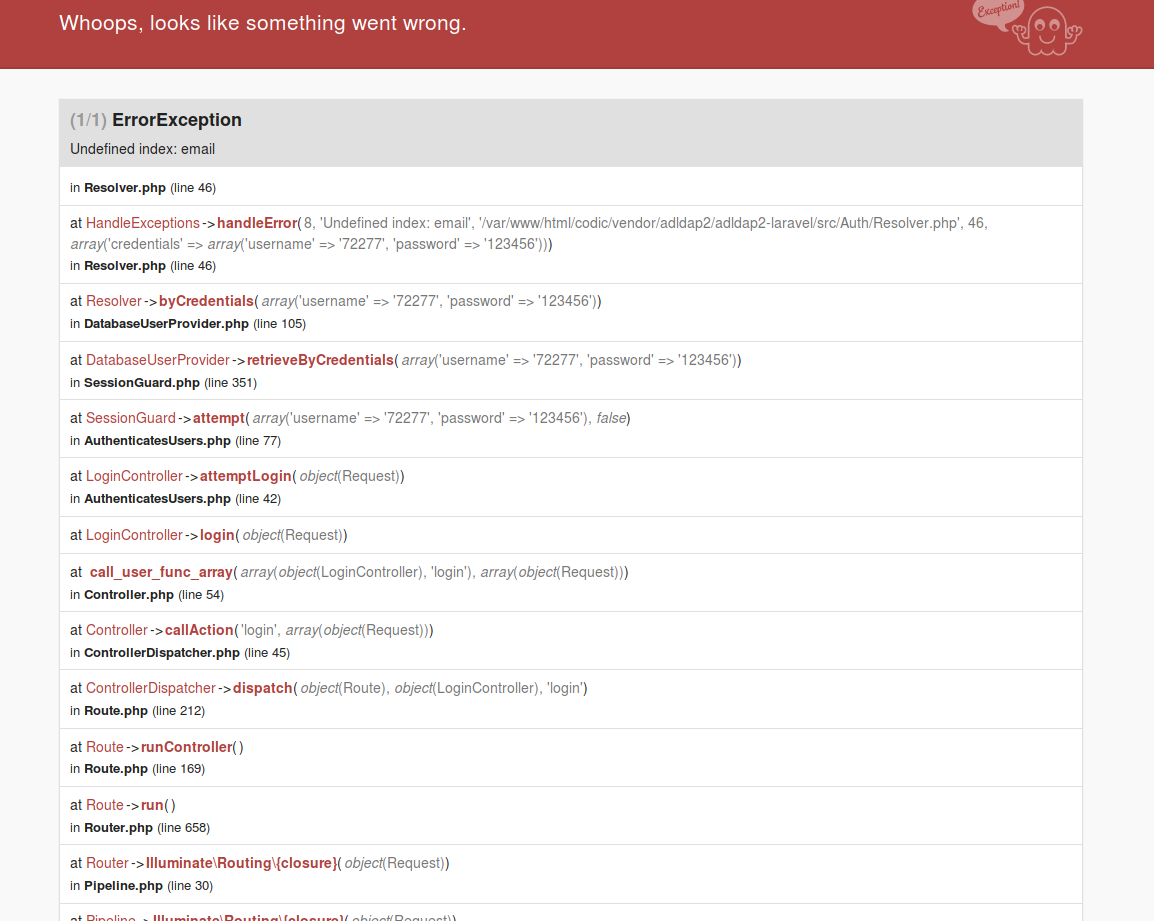 Undefined index: email using NoDatabaseUserProvider · Issue #387 · Adldap2/Adldap2-Laravel · GitHub