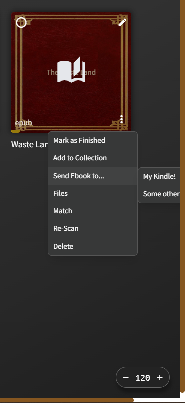 [bug] Send Ebook To Device Submenu Overflowing Page On The Right · Issue 1828 · Advplyr