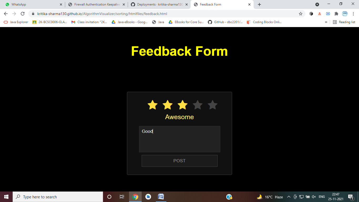 GitHub - kritika-sharma130/AlgorithmVisualizer: Mini Project which ...