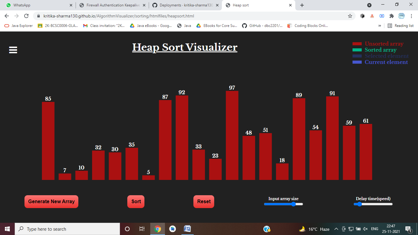 GitHub - kritika-sharma130/AlgorithmVisualizer: Mini Project which ...