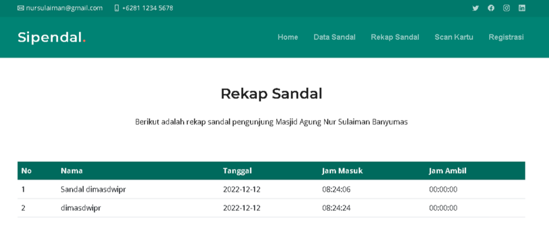 GitHub - dimasdwipriyono/sipendal: Sipendal merupakan sistem penitipan sandal digital pada ...