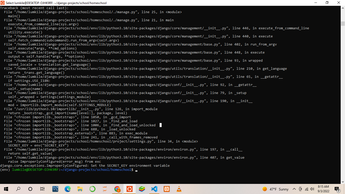 ImproperlyConfigured: Set the SECRET_KEY environment variable · Issue ...
