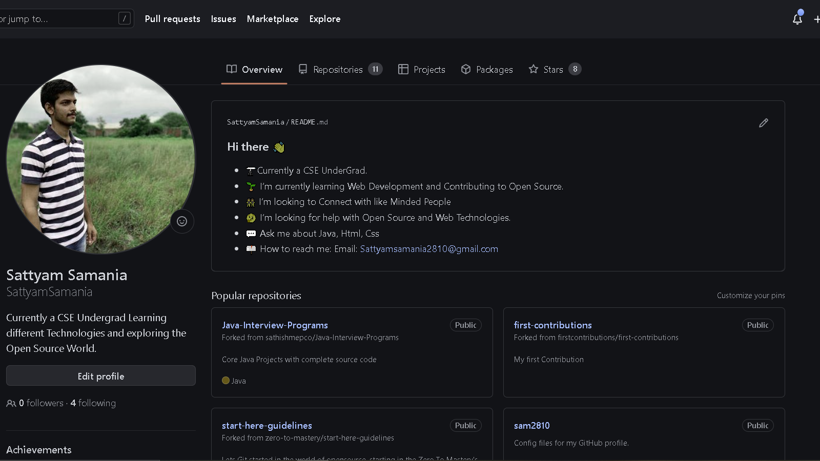 Sattyam Samania · Issue #1350 · EddieHubCommunity/awesome-github-profiles · GitHub