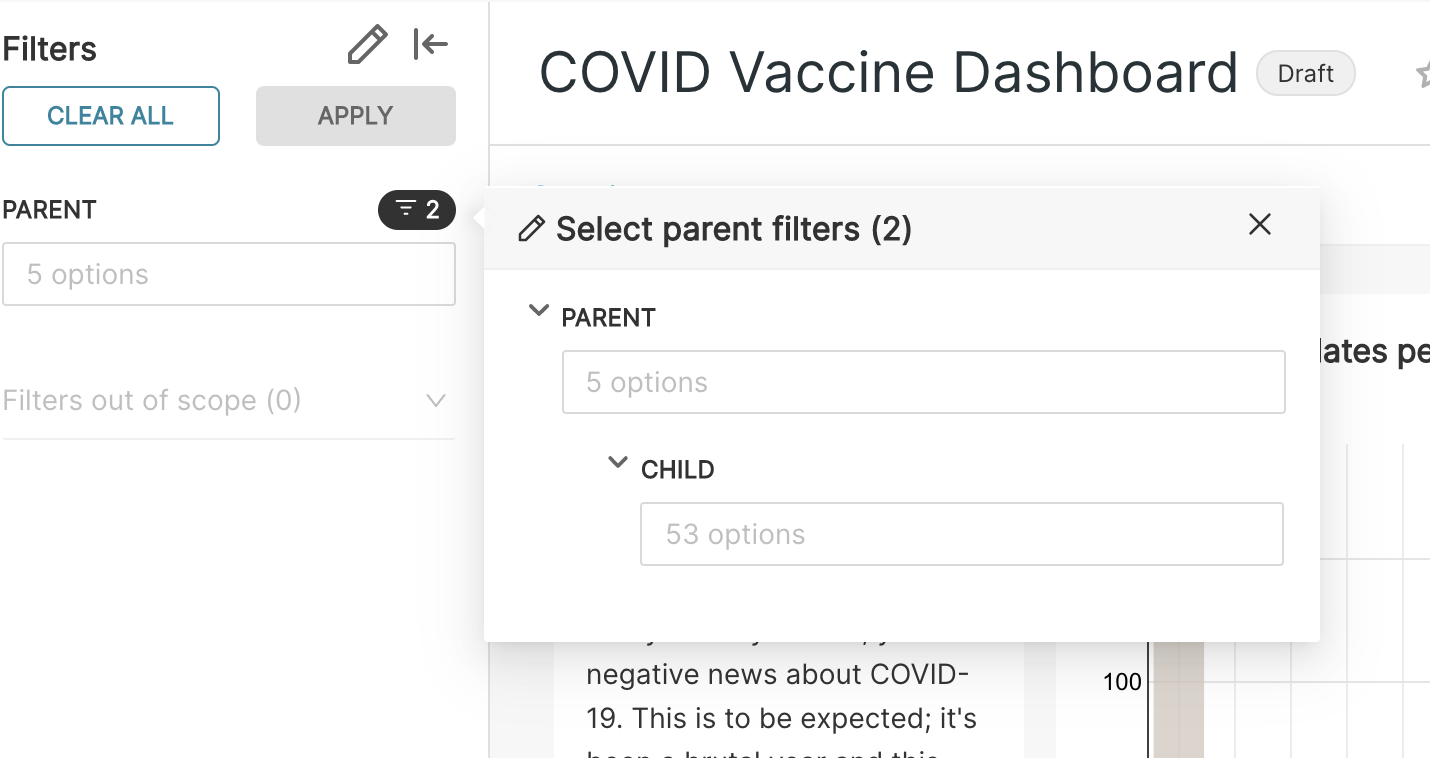 [native filter] Cascading filters should show layer in filter indicator on native filter panel ...