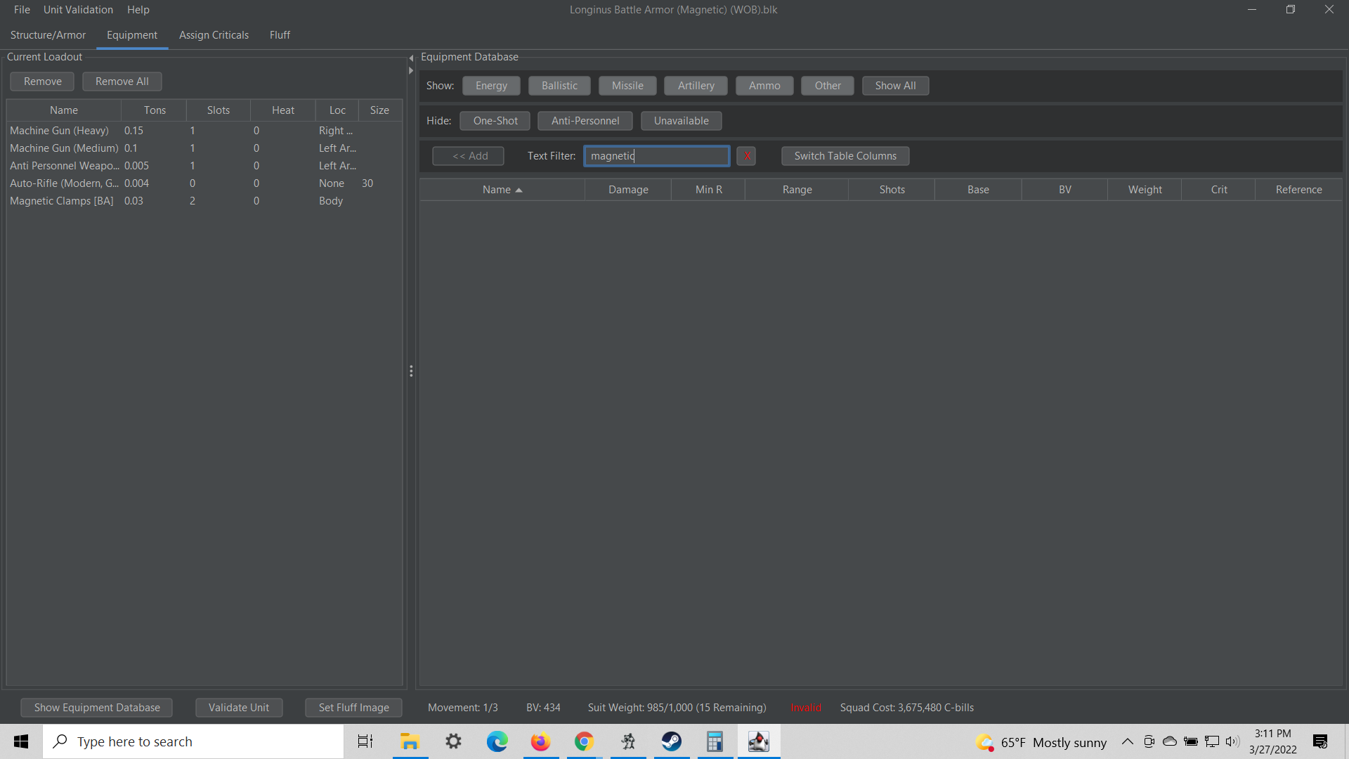 (0.49.7) Magnetic Clamps Missing From Equipment Database · Issue #1075 · MegaMek/megameklab · GitHub