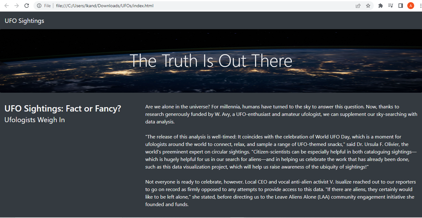 GitHub - adarshkhub/UFOs