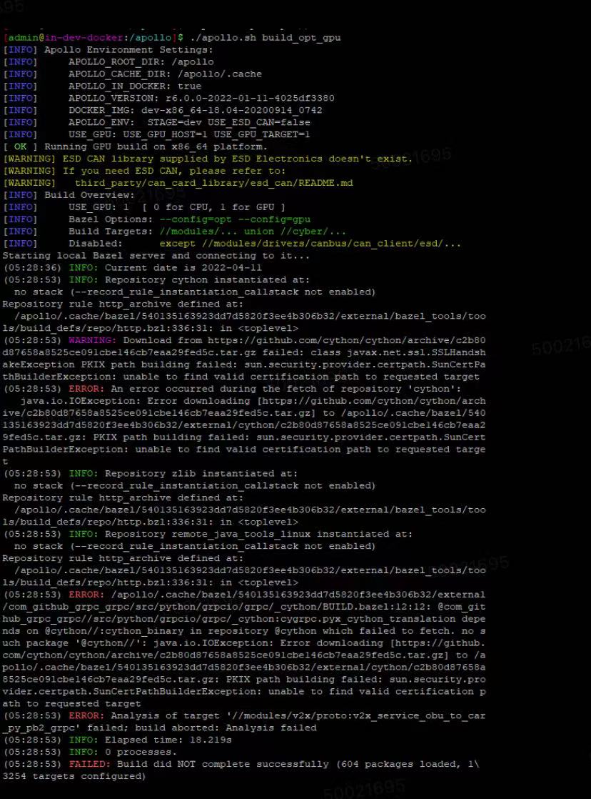 Cython package is not found to allow BUILD to complete successfully ...