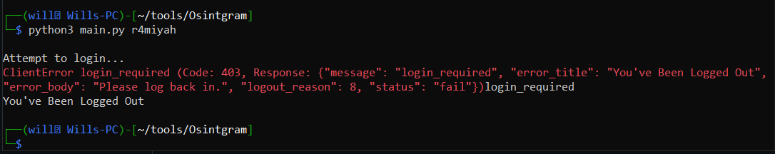 Logged Out · Issue #560 · Datalux/Osintgram · GitHub