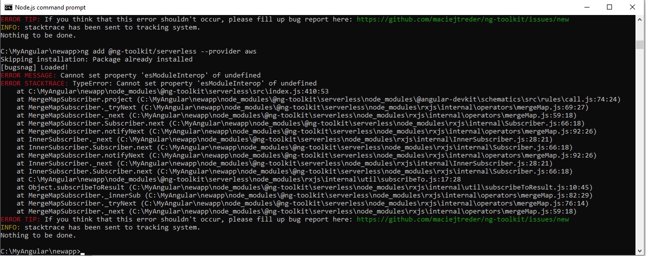 Cannot set property 'esModuleInterop' of undefined · Issue #814 · maciejtreder/ng-toolkit · GitHub
