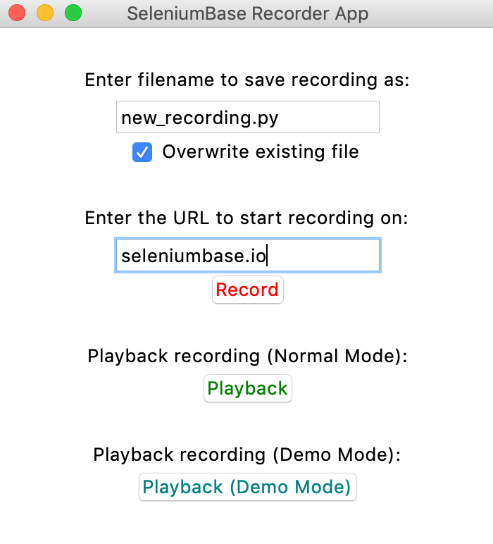 Deluxe Edition Recorder Mode GUI Desktop App · Issue #1131 · seleniumbase/SeleniumBase · GitHub