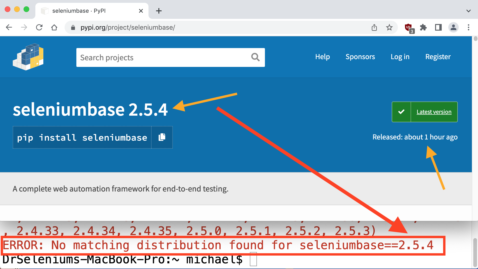 "PyPI Backends unavailable" - external issue · Issue #1293 · seleniumbase/SeleniumBase · GitHub
