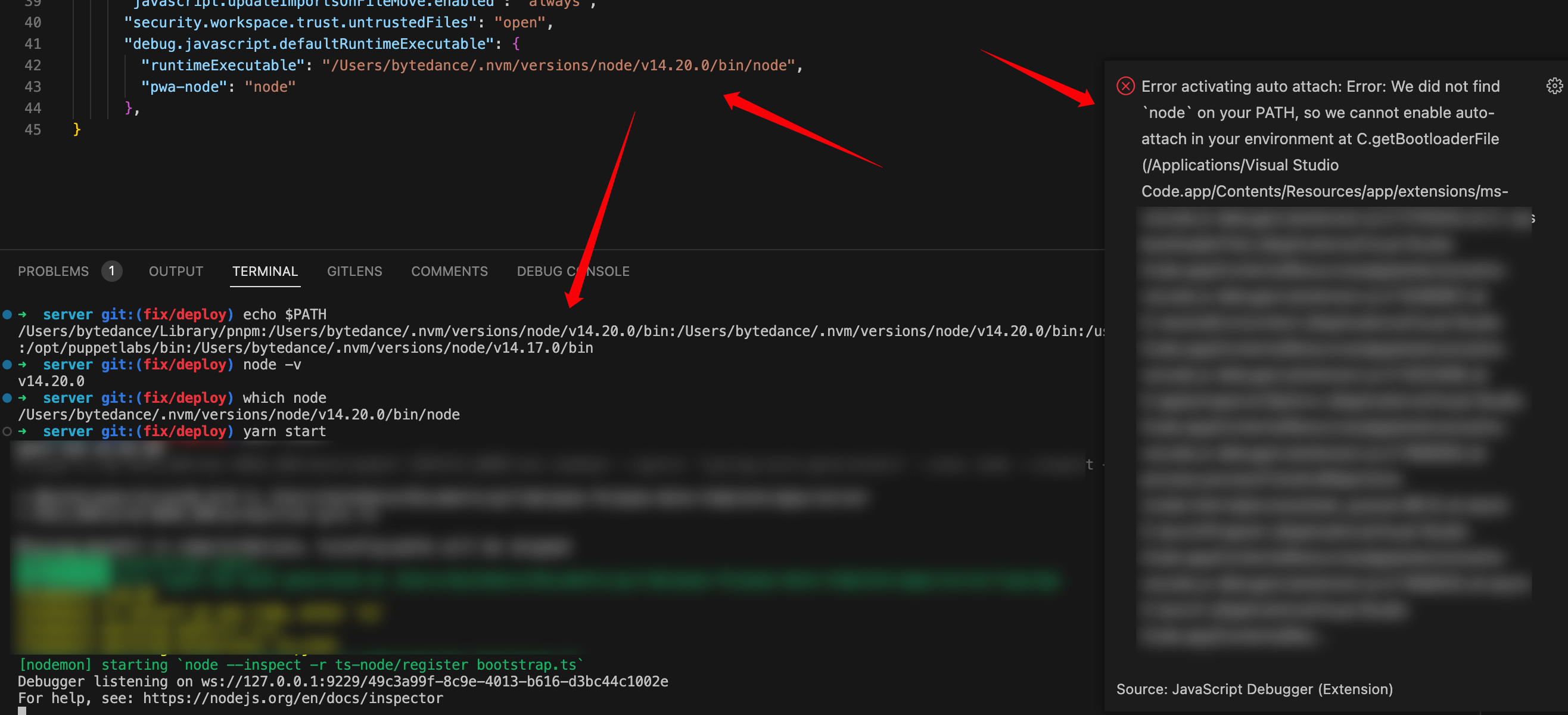 Error Activating Auto Attach Error We Did Not Find `node` On Your Path So We Cannot Enable