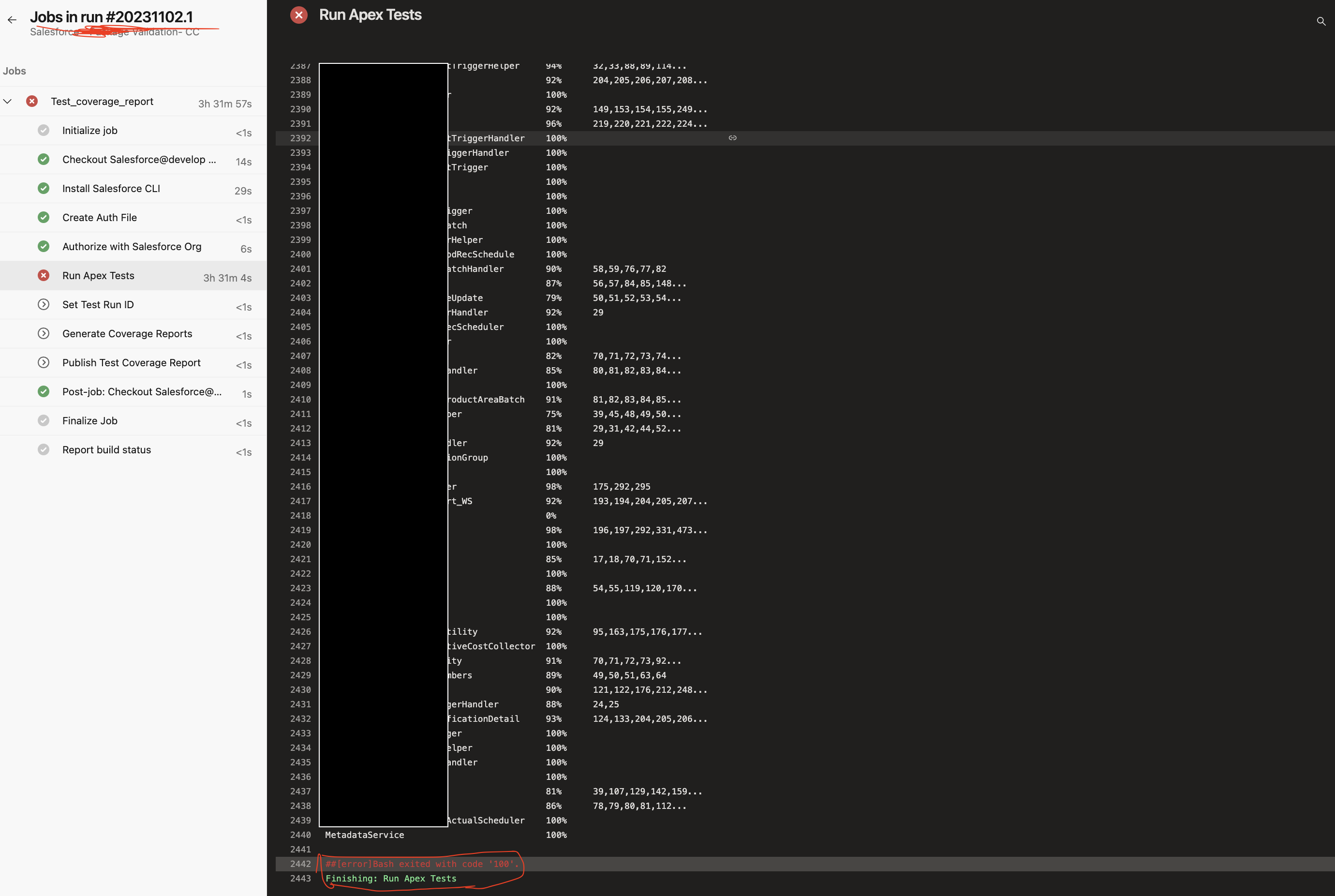 Incomplete Output error Bash Exited With Code 100 Issue 8729