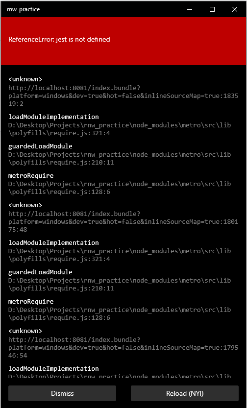 React Navigation Drawer Jest In Not Defined · Issue 5593 · Microsoftreact Native Windows 9260
