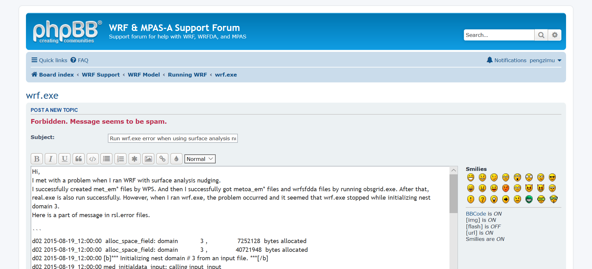 Run wrf.exe error when using surface analysis nudging · Issue #1240 · wrf-model/WRF · GitHub