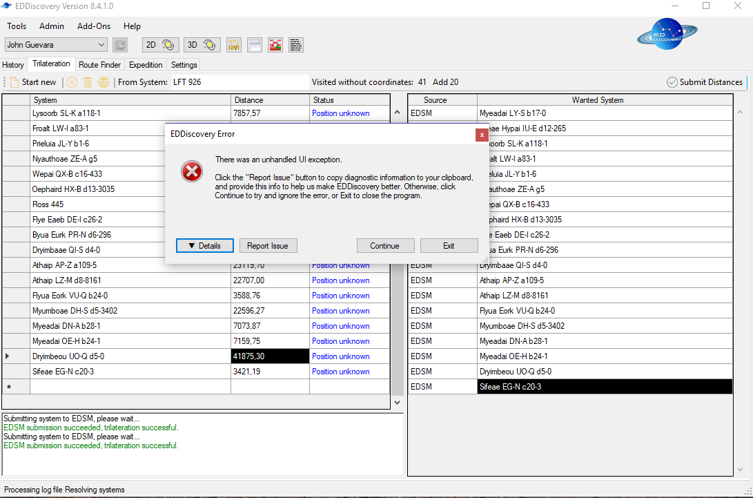 unhandled UI exception · Issue #1467 · EDDiscovery/EDDiscovery · GitHub
