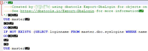 [bug] Mixted Line Ending Cr Lf And Crlf In Export Dbalogin · Issue 6295 · Dataplat Dbatools
