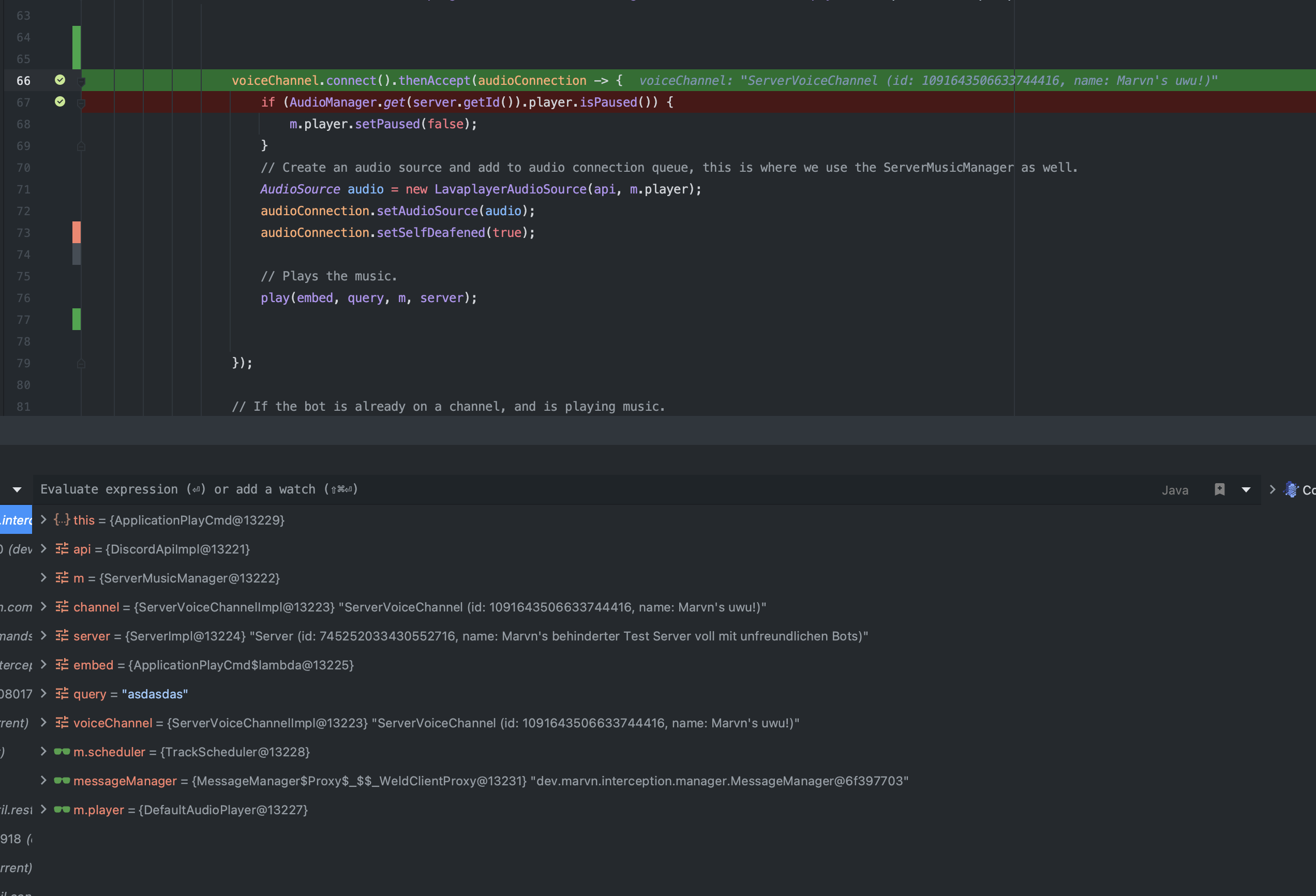 Audio connection can't be set up if command is used in a text in voice ...