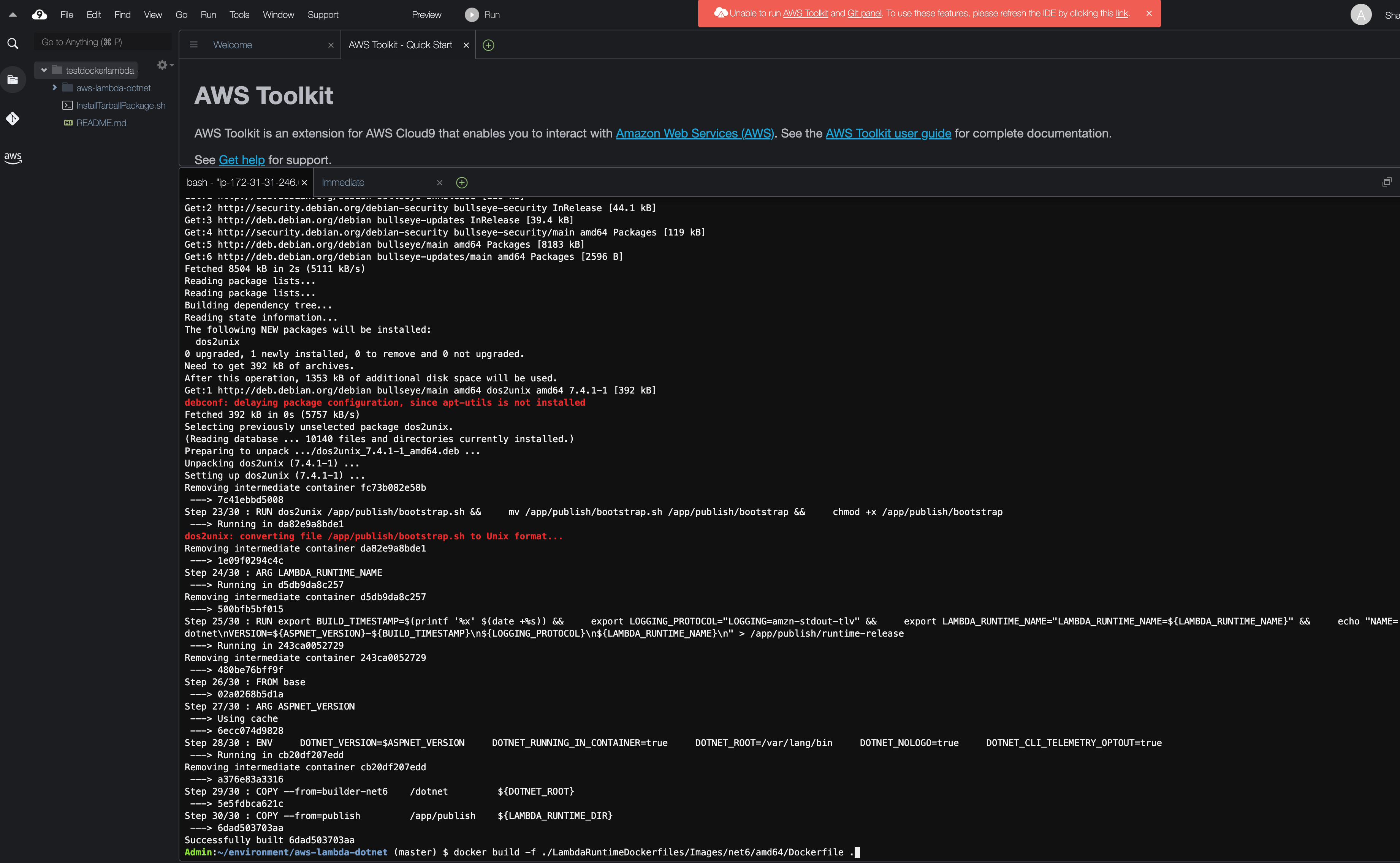 Net 6 Lambda Doesnt Build On Cloud9 Amazon Linux2 · Issue 1083 · Aws 2304