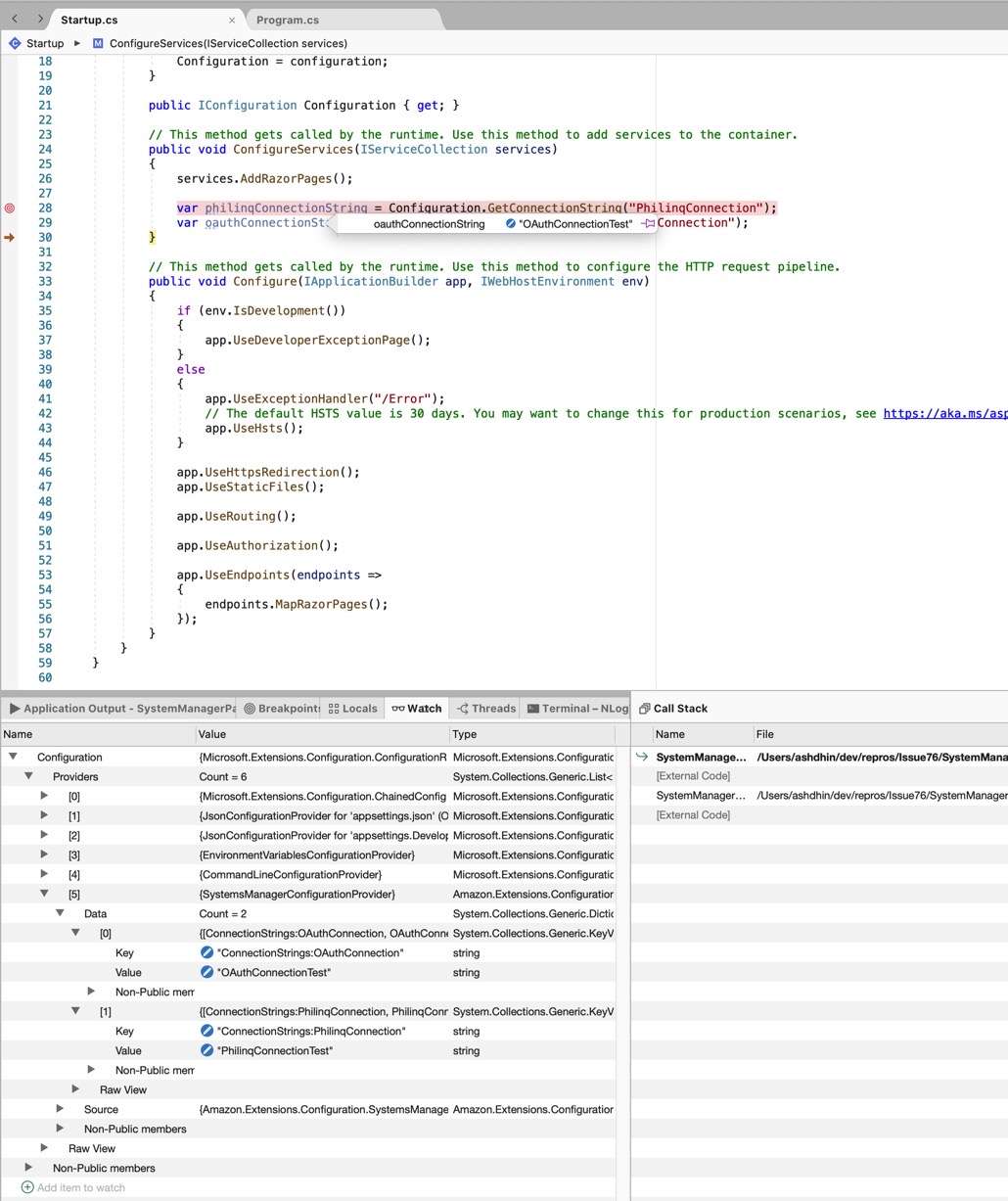 Unable to retrieve ConnectionStrings · Issue #76 · aws/aws-dotnet-extensions-configuration · GitHub