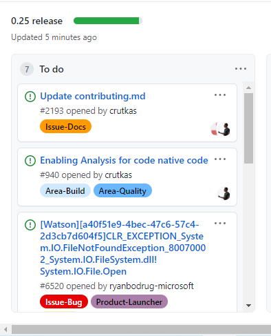 [GitHub Projects] Remove all unresolved issues from Project 0.25 ...