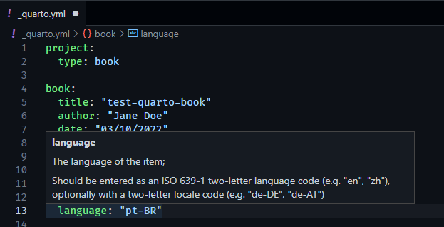 changing language of a book does work with `language` key · Issue #2707 · quarto-dev/quarto-cli ...