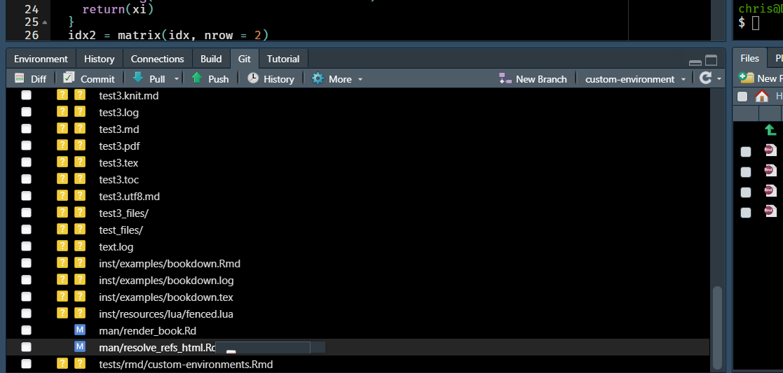 Contextual menu in git pane does not render correctly when put at the ...