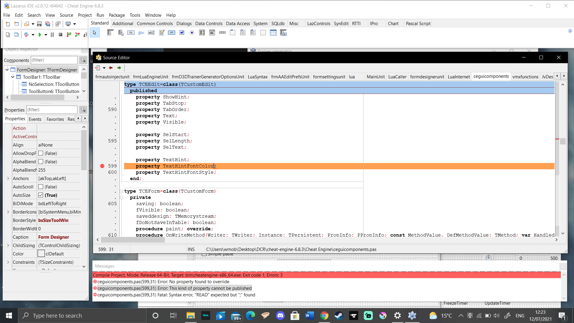 Lazarus Problems With The Code · Issue 1695 · Cheat Enginecheat Engine · Github